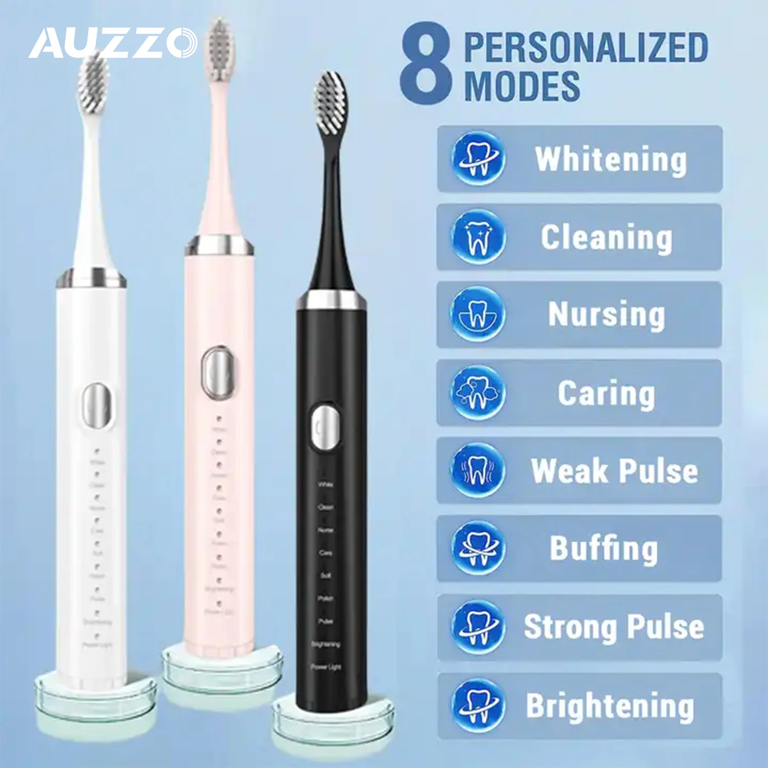 New Electric Toothbrush Sonic Vibration Adult Soft Toothbrushes Usb ...