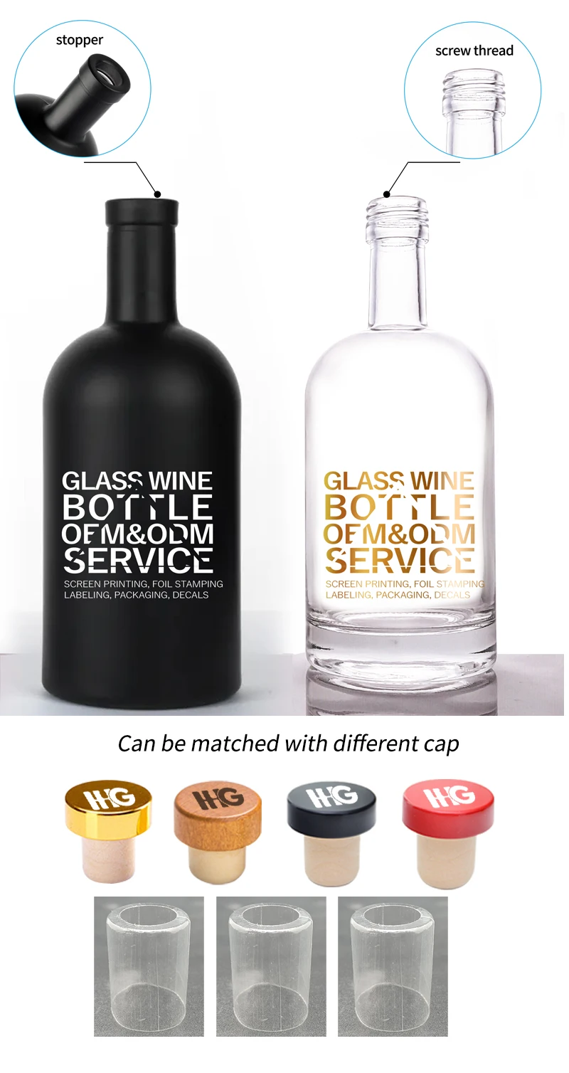 Matte Black Glass Gin Bottle - 500ml & 750ml Options