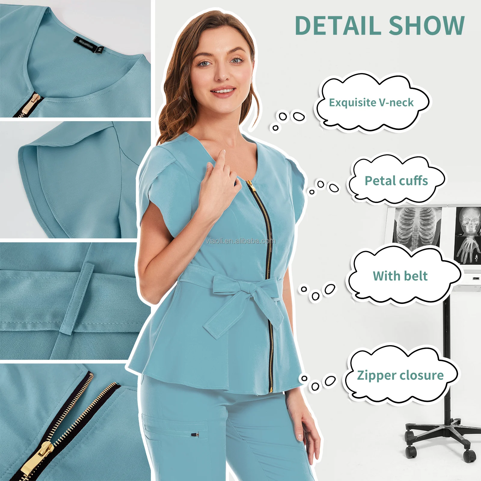 Classic Medical Fashionable Style Scrubs Uniform Nurses Wear Short ...