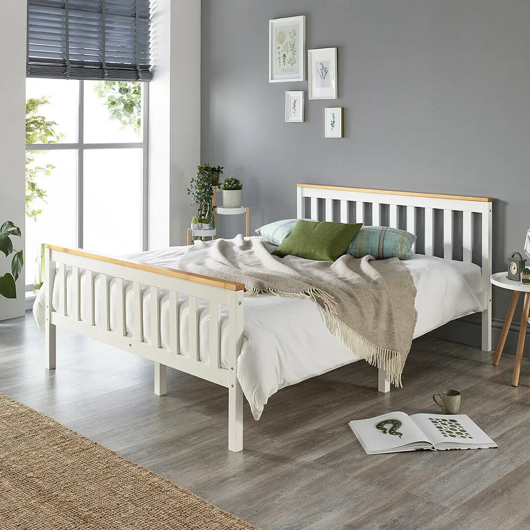 Simple White Solid Wooden Shaker Style Bed Frame - Single/double/king ...