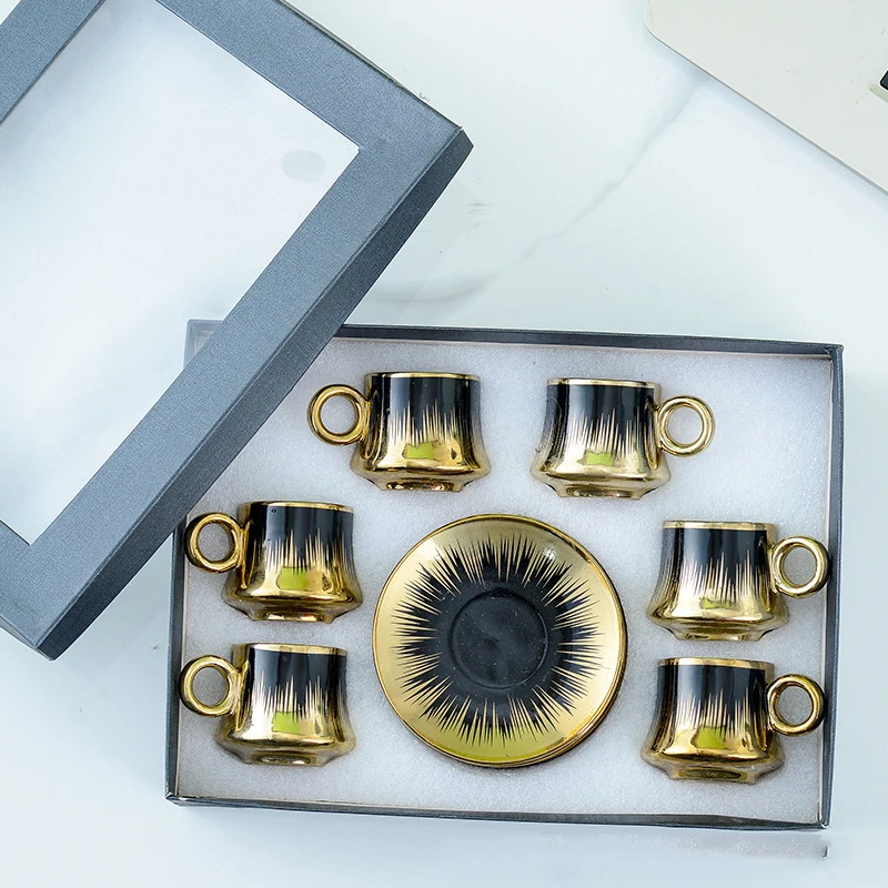 Arabic Golden Expresso Coffee Cups And Dish Set Porcelain Tea Cup ...