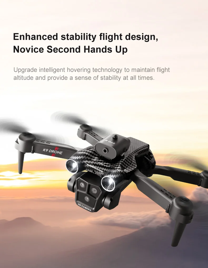 Top Quality Optical Flow K9 Max 4K Drone - Foldable RC Quadcopter