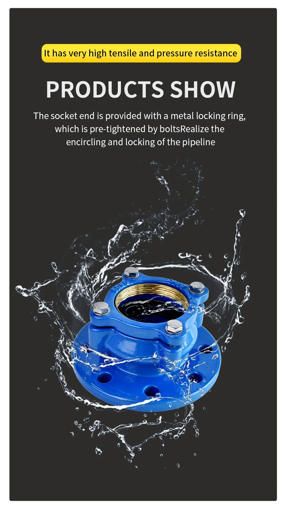 Dn50-dn300 Ductile Iron Restraint Flange Adaptors For Pe Pipe - Buy ...