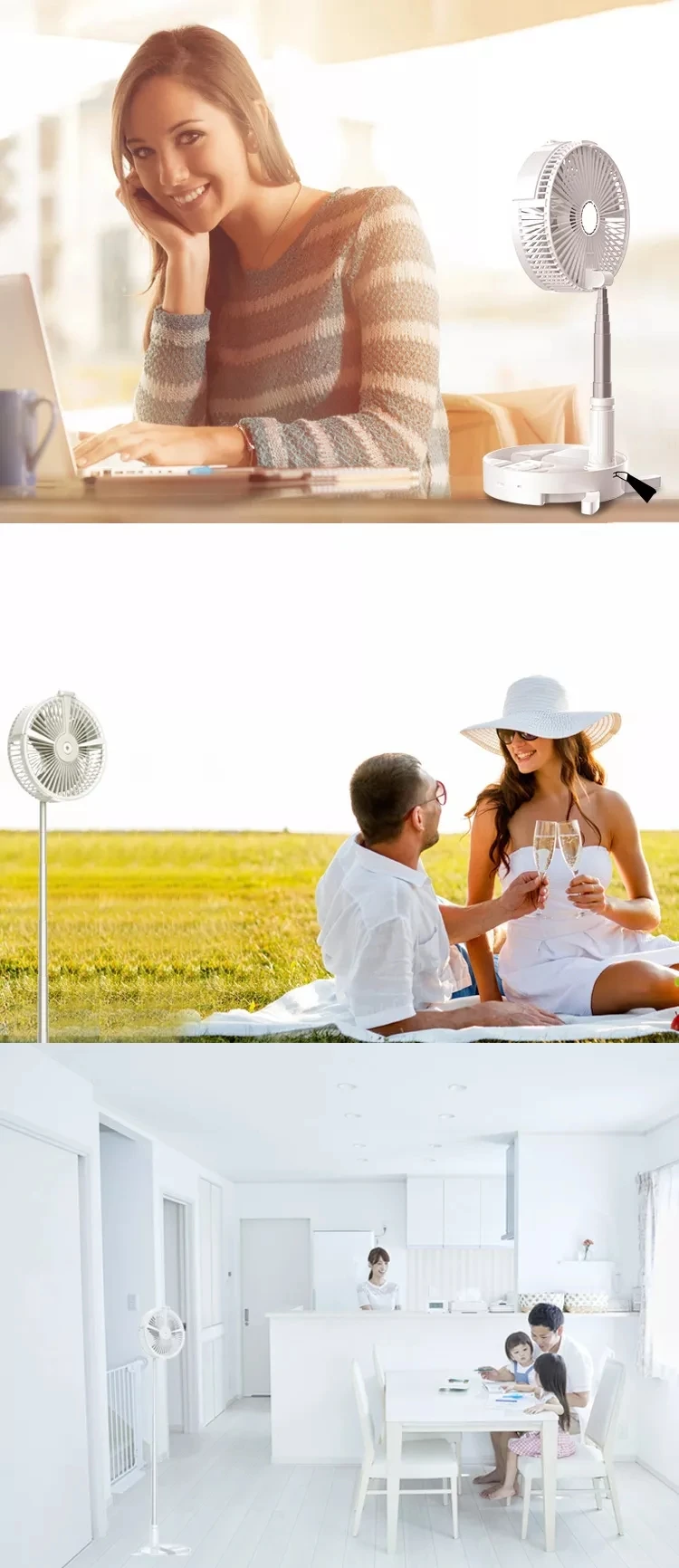 Multifunctional 4 Types Windspeed Foldable Desk Fan With Desk Lamp Usb ...