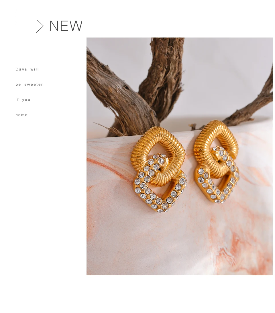 JINYOU 2326 Geometric Vintage Square Fashion Stud Earrings