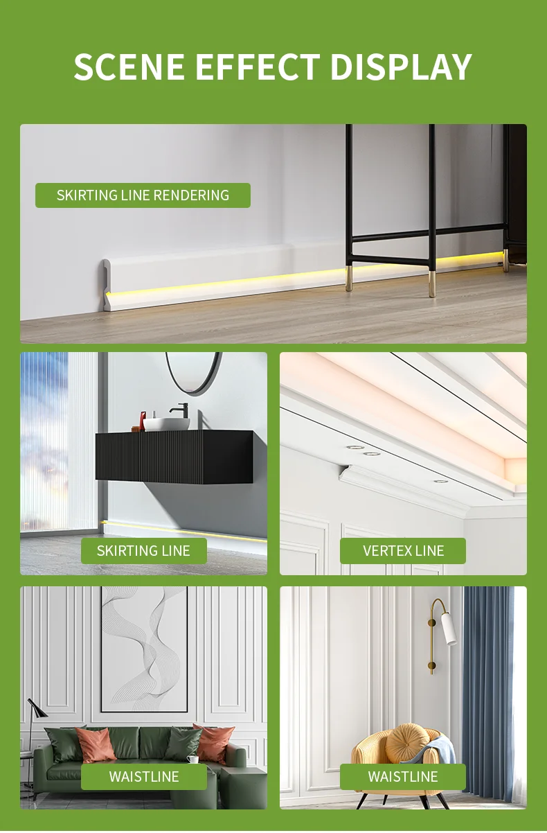 ROKE Modern Wooden Polyurethane Polystyrene Skirting Board Cable ...