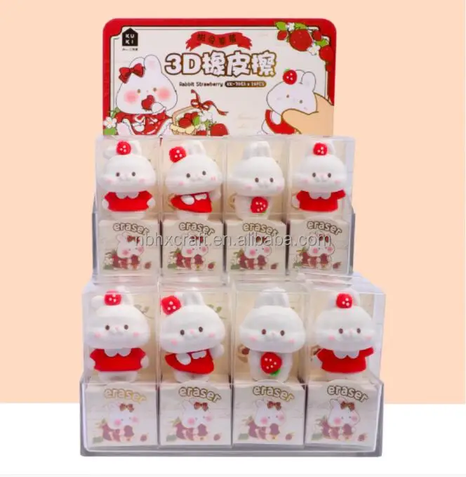 Strawberry Rabbit Decoration Eraser Cartoon Cute 3D Eraser Student ...