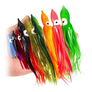 20 Colors 5 Pcs/ Bag 5-15cm Trolling Lure Soft Plastic Using Octopus Skirts Glow Luminous Squids ...