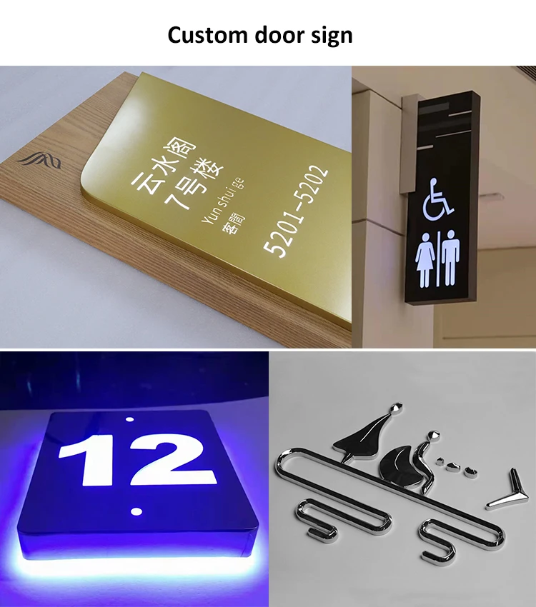 Led Desk Sign Reception Signage Stainless Steel Small Luminous Shop ...