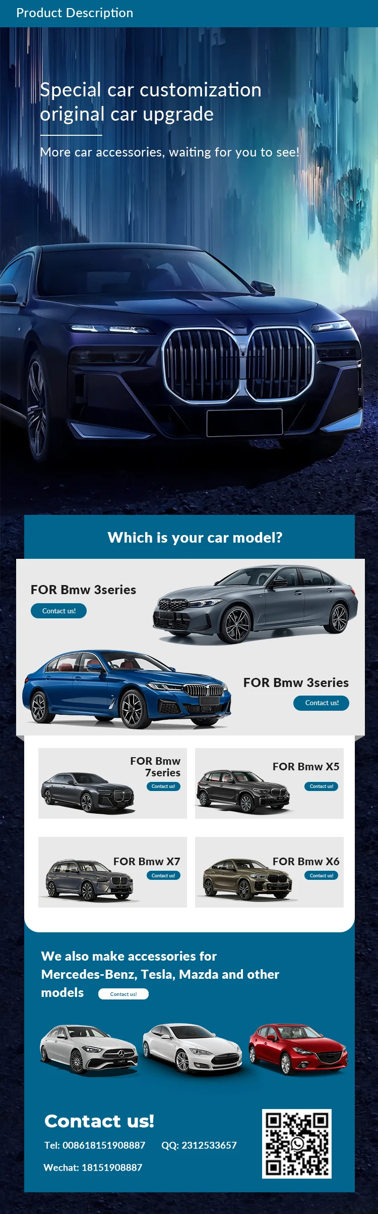 Oem Parts Front Bumper Grille Grill Gloss Black Chrome For Bmw X7 G07 ...