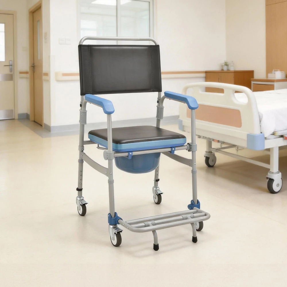 Mobile Commode Chair With Wheels for Elderly Home Care Rehabilitation ...