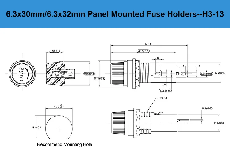 Buy Wholesale China Fuse Holder 30a Socket H3-12 Panel Mount Screw ...
