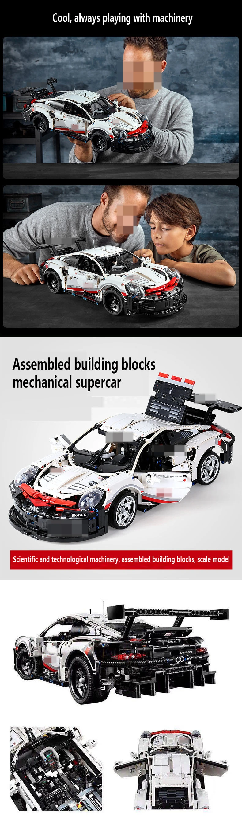 13387 Technical 911 Rsr Racing Sports Car Model 1580pcs Compatible ...