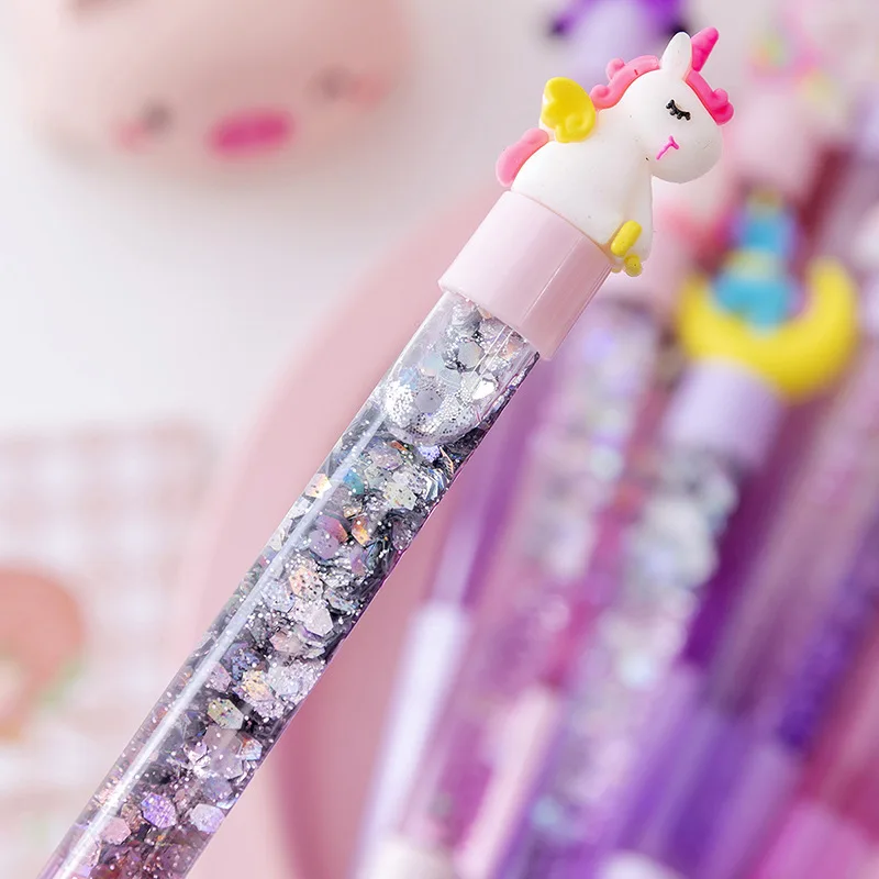 Kawaii Moon Star Unicorn Liquid Quicksand Glitter Gel Pen Neutral Pen ...