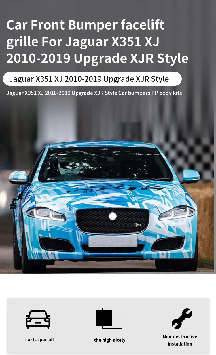 Car Front Bumper facelift grille For Jaguar X351 XJ 2010-2019 Upgrade ...