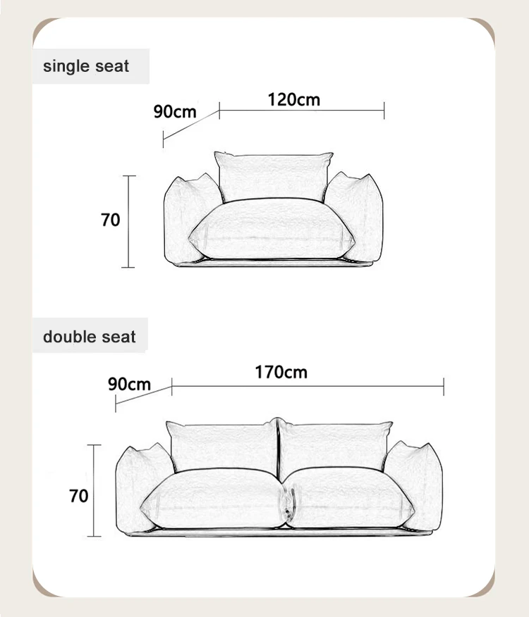 Customized Italian Marenco Style Sponge Sofa Set for Living Room