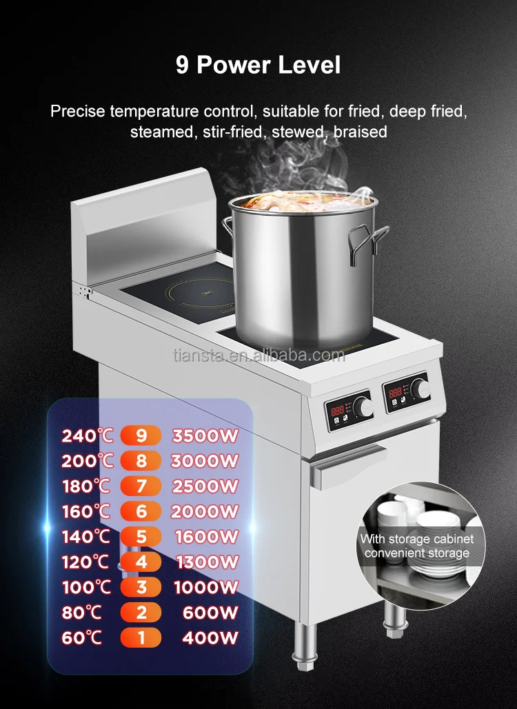 Commercial Restaurant Cooking Induction Cooker 3500w*2 Glass Ceramic ...