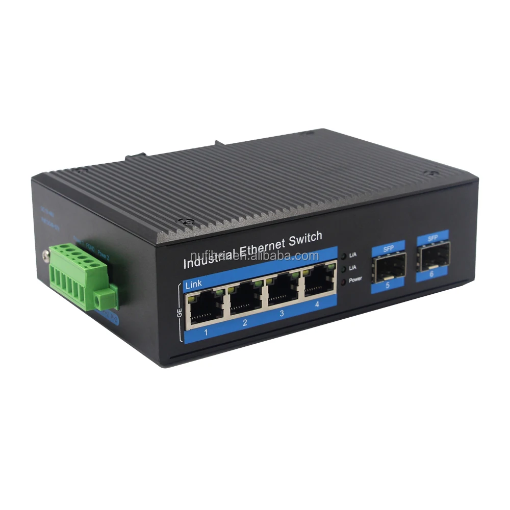 Industrial SFP POE Switch - Gigabit 2 SFP 4 RJ45 Ports