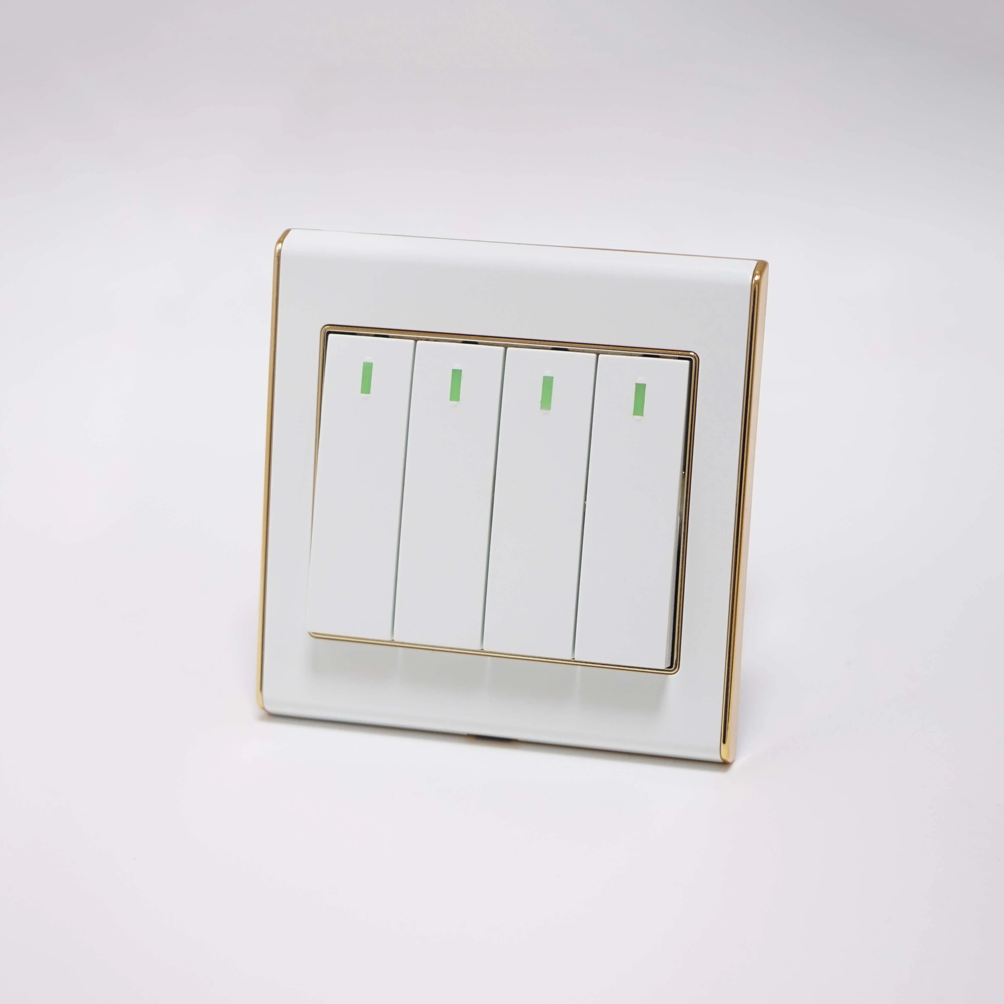 F70 Range 4 Gang Switch White Color Panel Golden Electroplated Ring ...