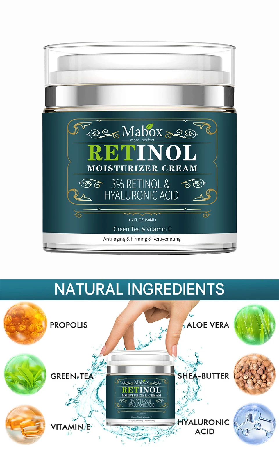 Mabox Retinol Cream - Anti-Aging & Whitening Face Moisturizer