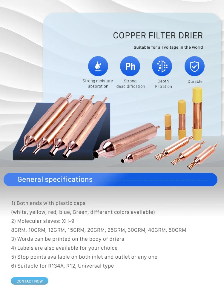 Copper Filter Drier with Access Valve - Reliable HVAC Part