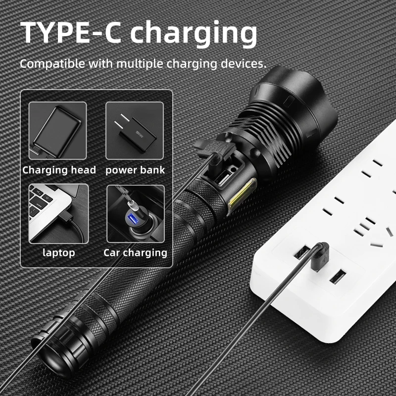 Professional Electroshock Defense Flashlight Aluminum Rechargeable ...