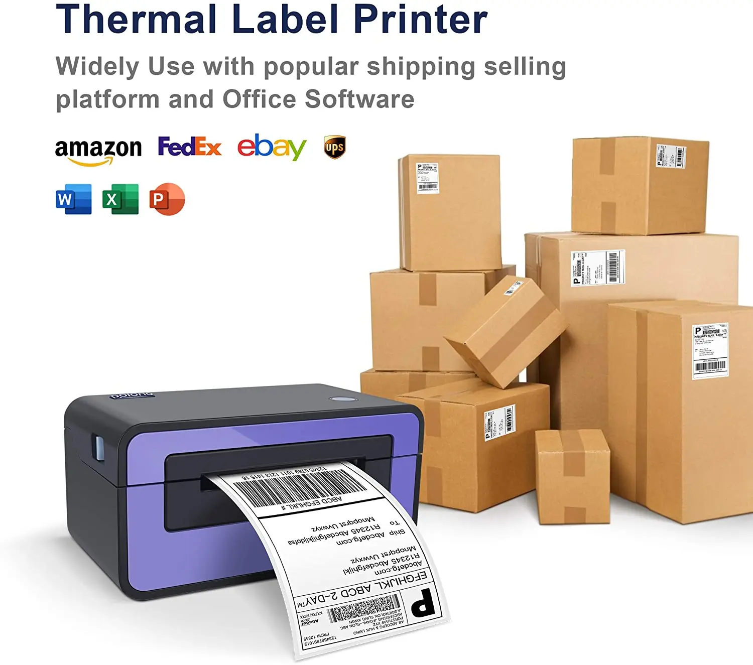 4x6 Inch Shipping Waybill Label - Thermal Address Barcode