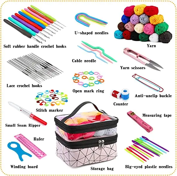 105Pcs Crochet Tools Kit Beginners Crochet Set with Crochet Yarn ...