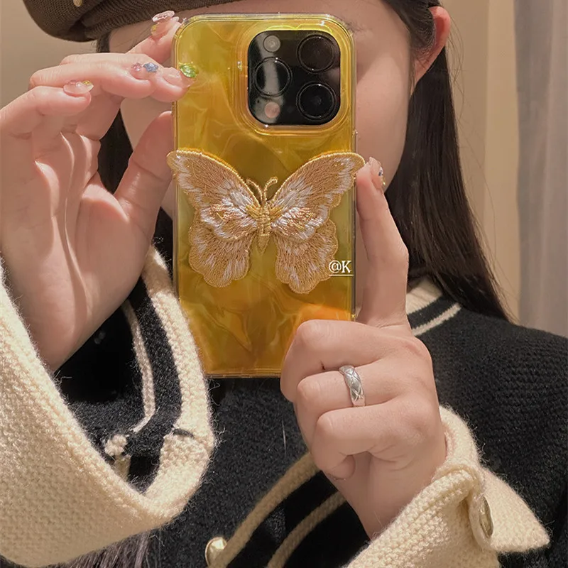 Ins Sparkling Gold Butterfly Luxury Laser Shockproof Bumper Girl Back ...