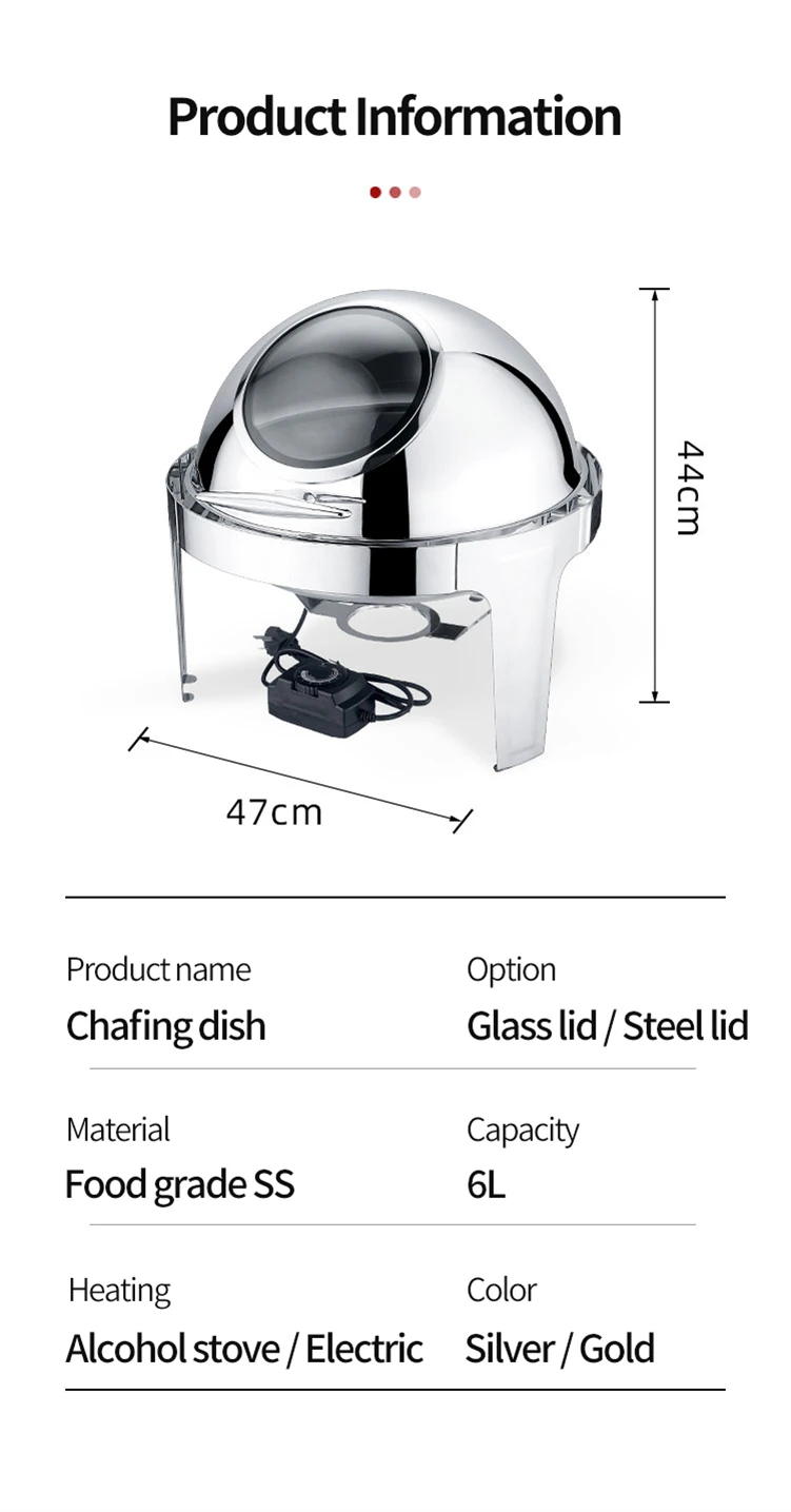 RCP Luxury Gold Round Stainless Steel Chafing Dish Buffet Set Food ...
