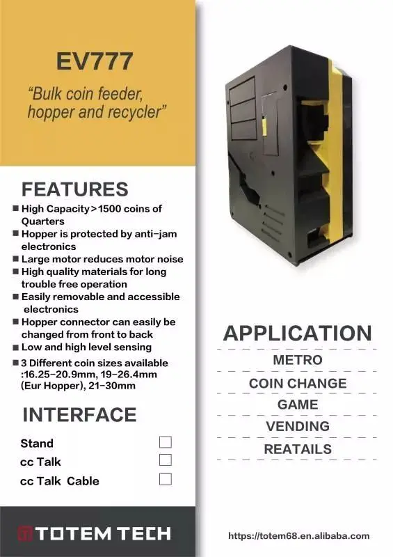 EV777 Totem Token Feeder - Efficient Coin Dispensing