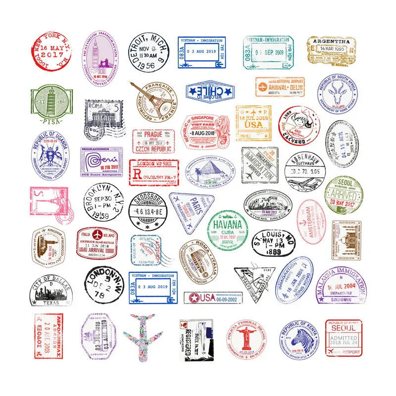 50pcs Transparent Clear Vintage Postmark Stamp Graffiti Stickers For ...
