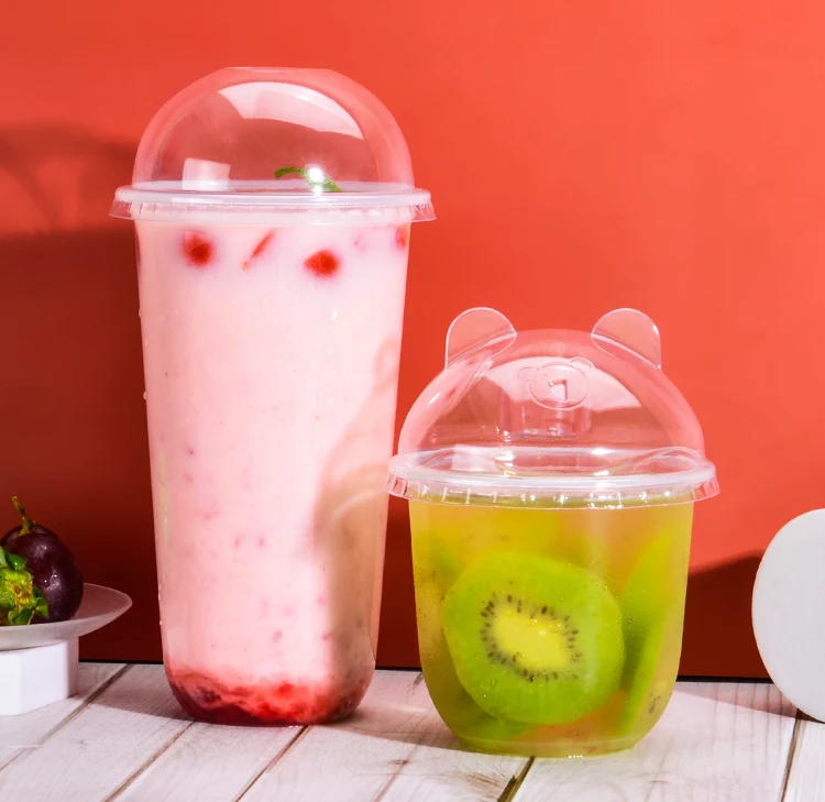 U Shaped Cup Plastic Cups with Lid - Perfect for Beverages