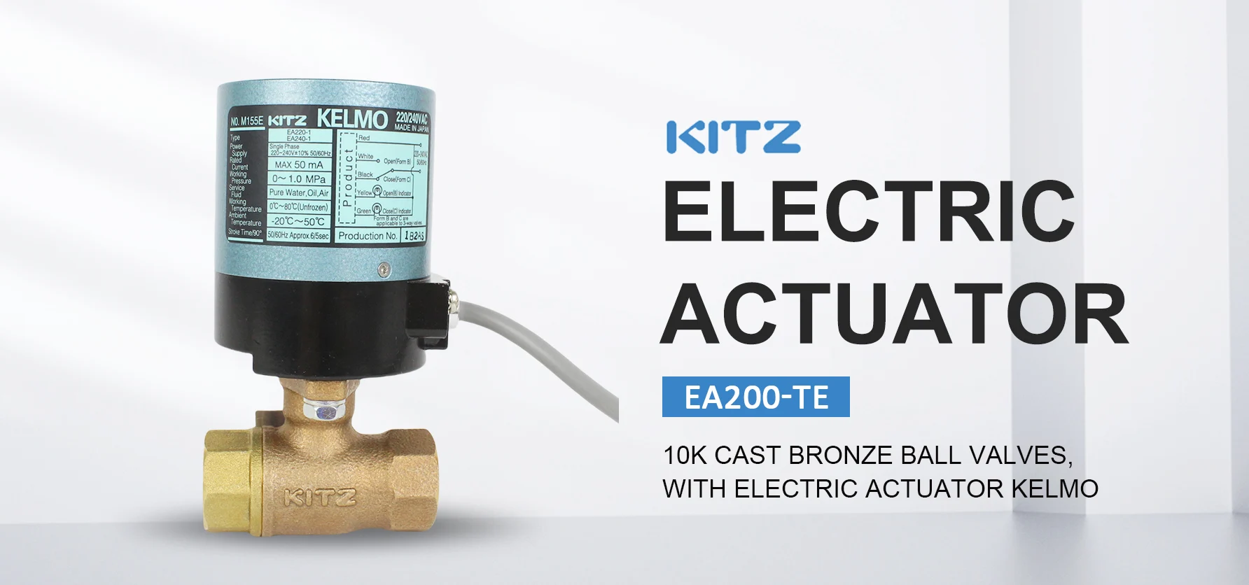 KITZ Electric Ball Valve EA200-TE, Bronze Construction, 220V for Water ...