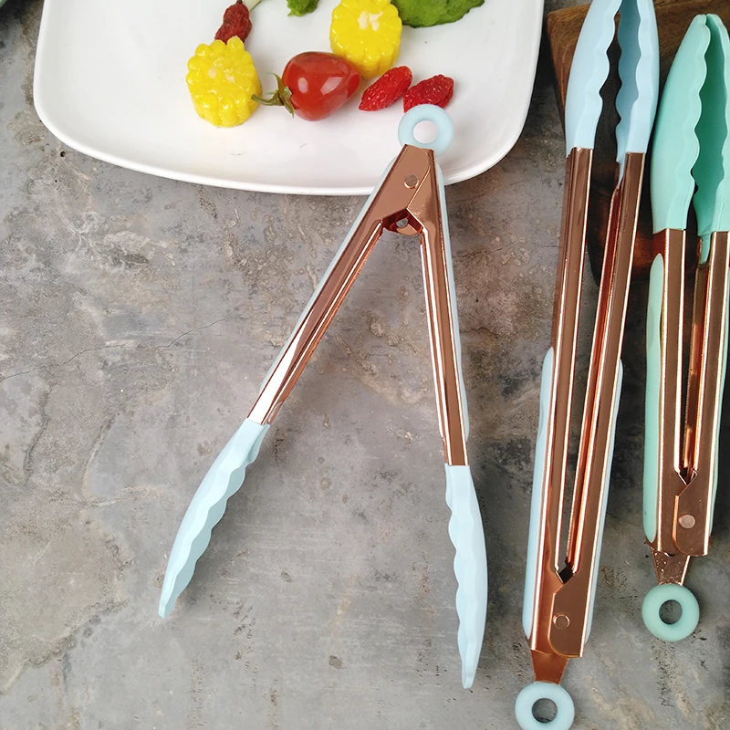 Factory Price Stainless Steel Rose Gold Food Tongs Heat Resistant ...