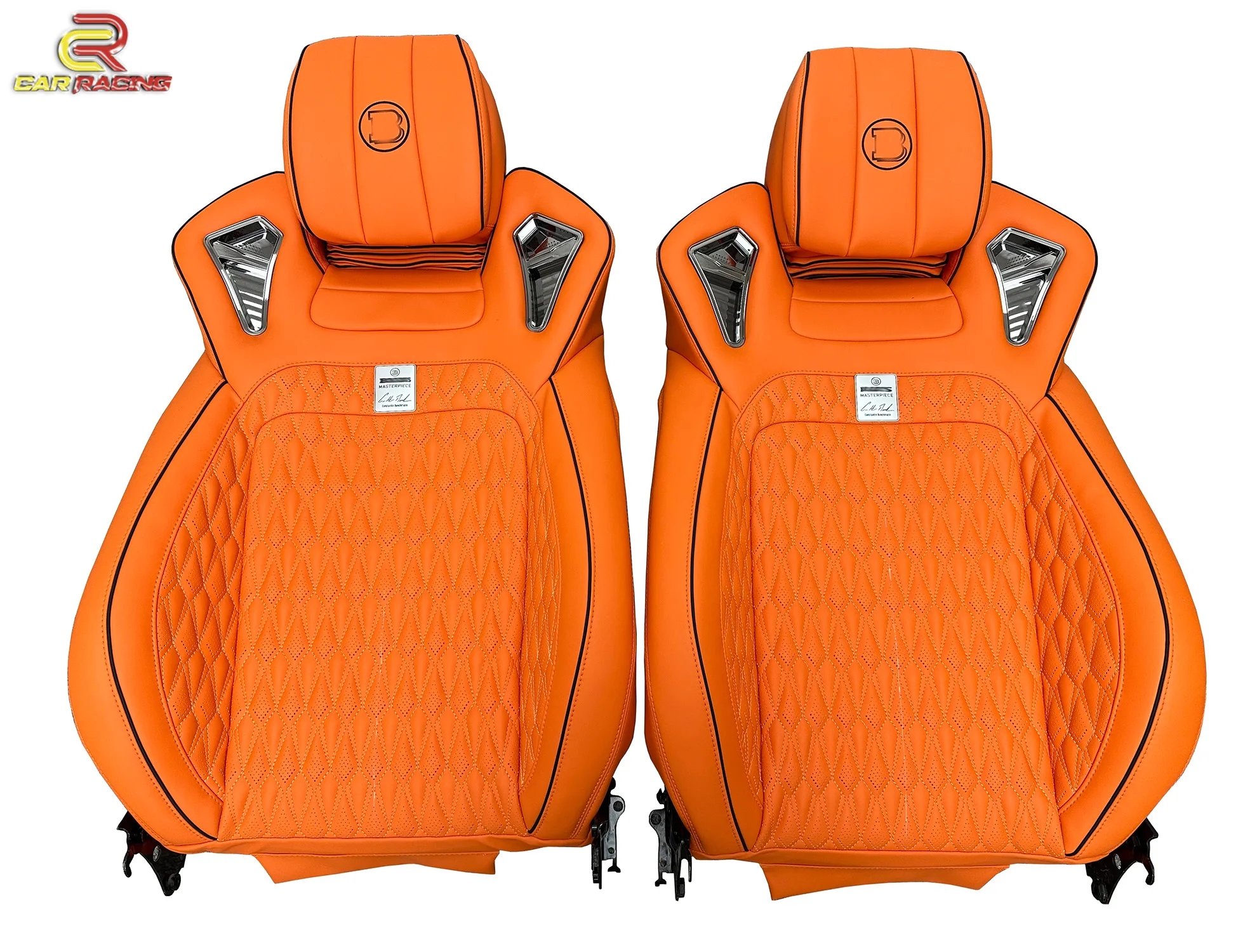 2 Piece B Style Leather Seat Customs Make Orange Color for Mercedes ...