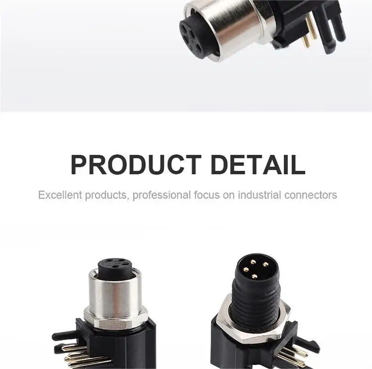 M8 Angled Back Mount Plastic Socket - 3pin 4pin Waterproof