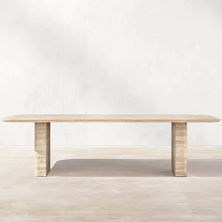 Architectural Travertine Dining Table | Commercial Project Furniture ...