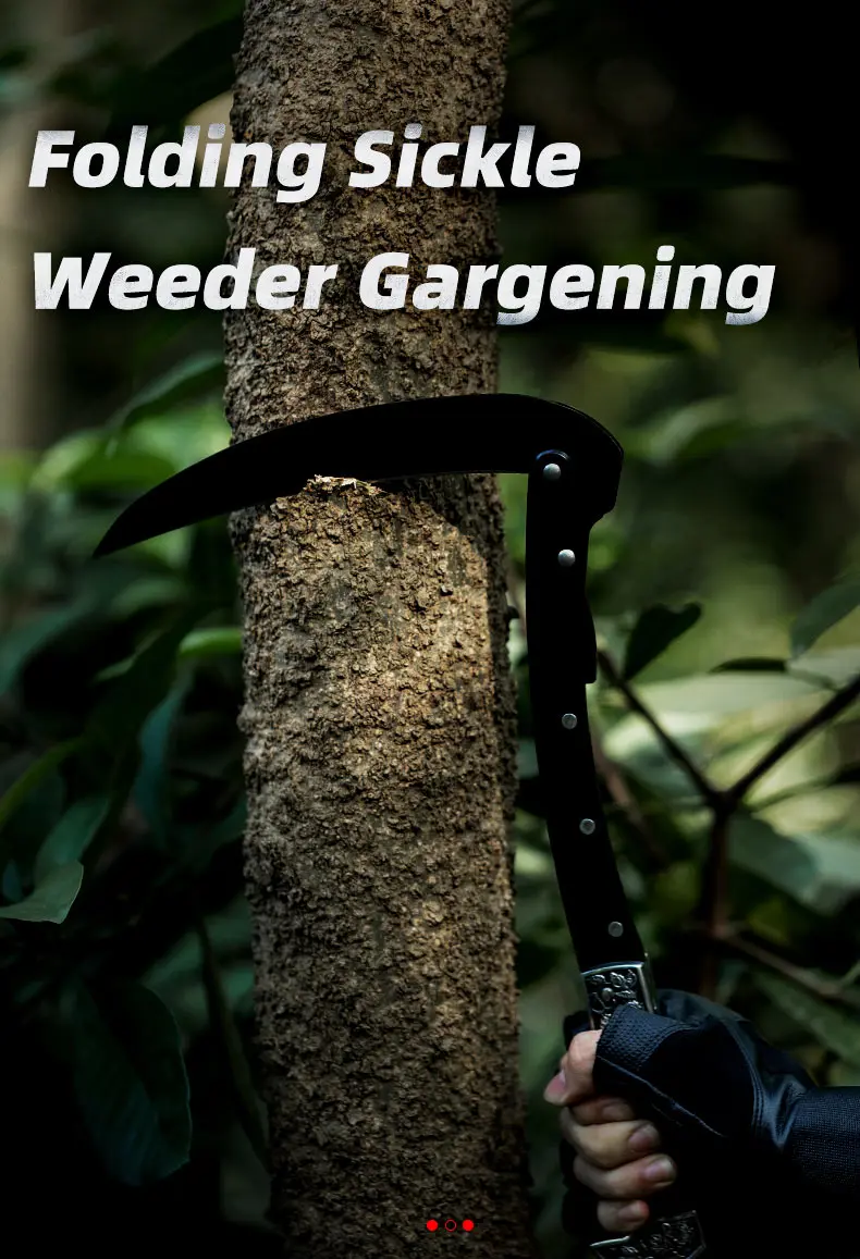 Black Sharp Edge Folding Sickle - Garden & Survival Tool