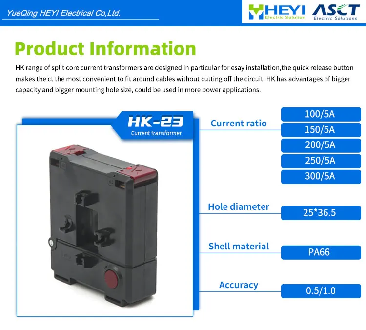 Heyi Hk-23 Series 400a/5a Split Core Current Transformer Digital Meter Split Core Ct Clamp ...