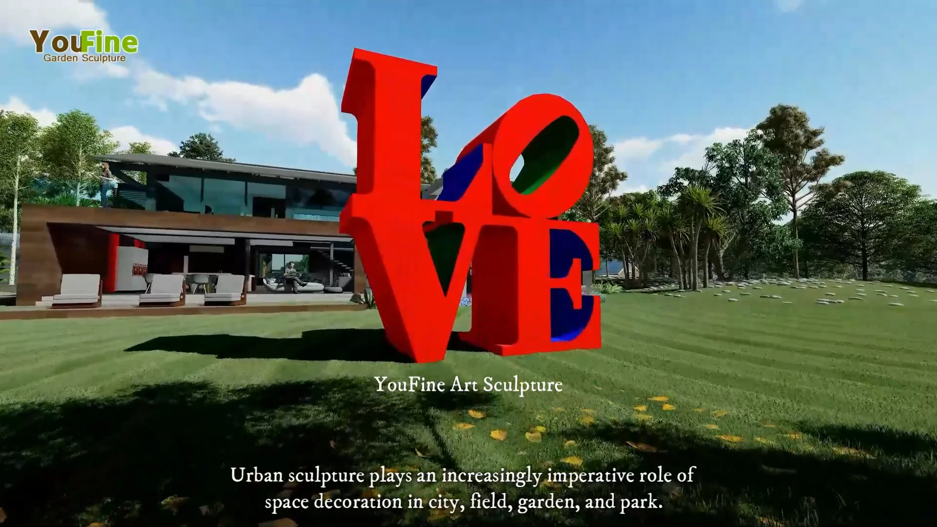 Modern Abstract Outdoor Garden Metal Letter Statue Stainless Steel Love ...