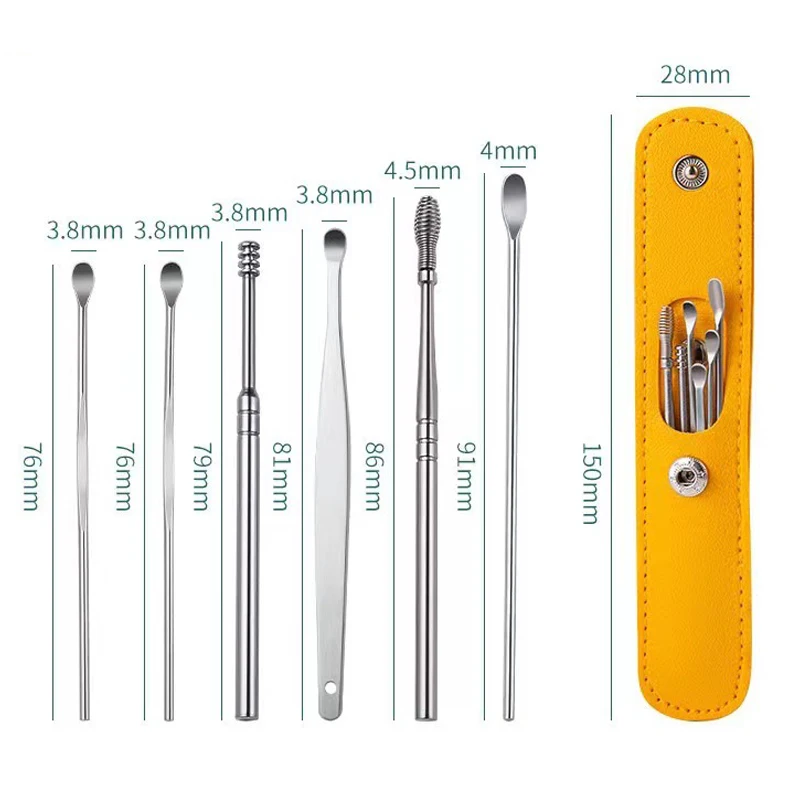 Innovative Spring Earwax Cleaner Tool Set,Stainless Steel Ear Pick ...