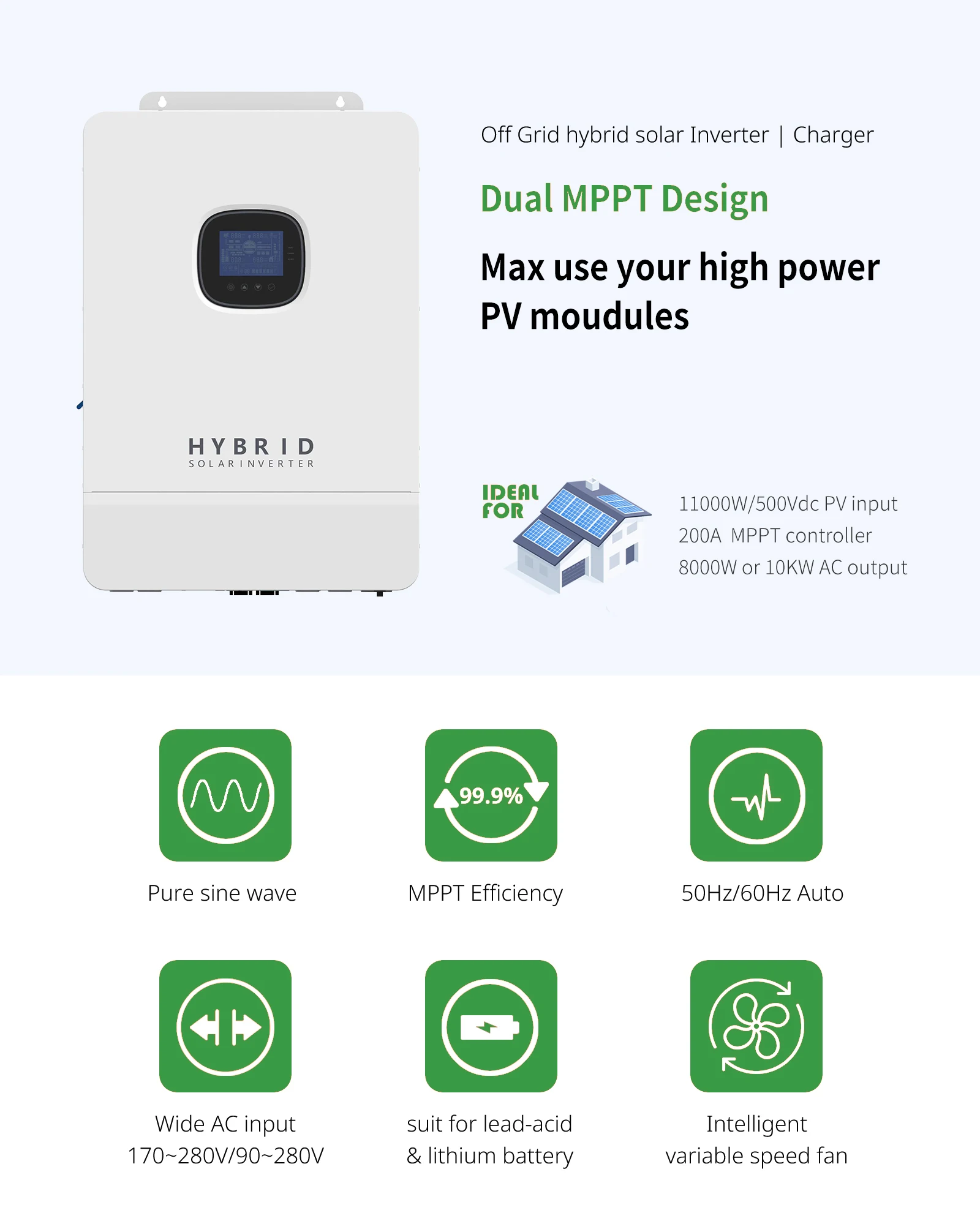 Srne 120/240v Us Version Split Phase 8kw 10kw Off Hybrid Solar Inverter ...