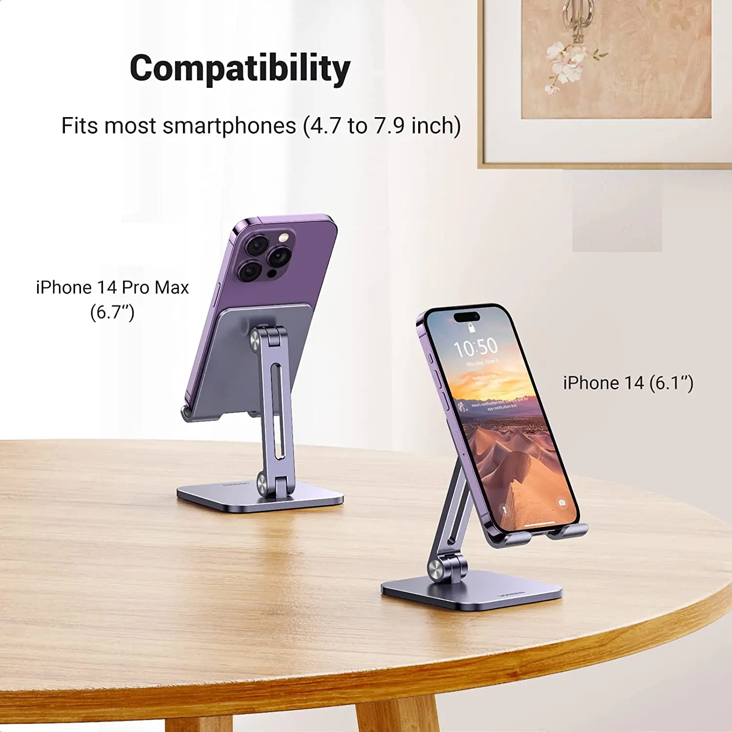 Ugreen Adjustable Aluminum Phone Stand - Foldable Desk Holder