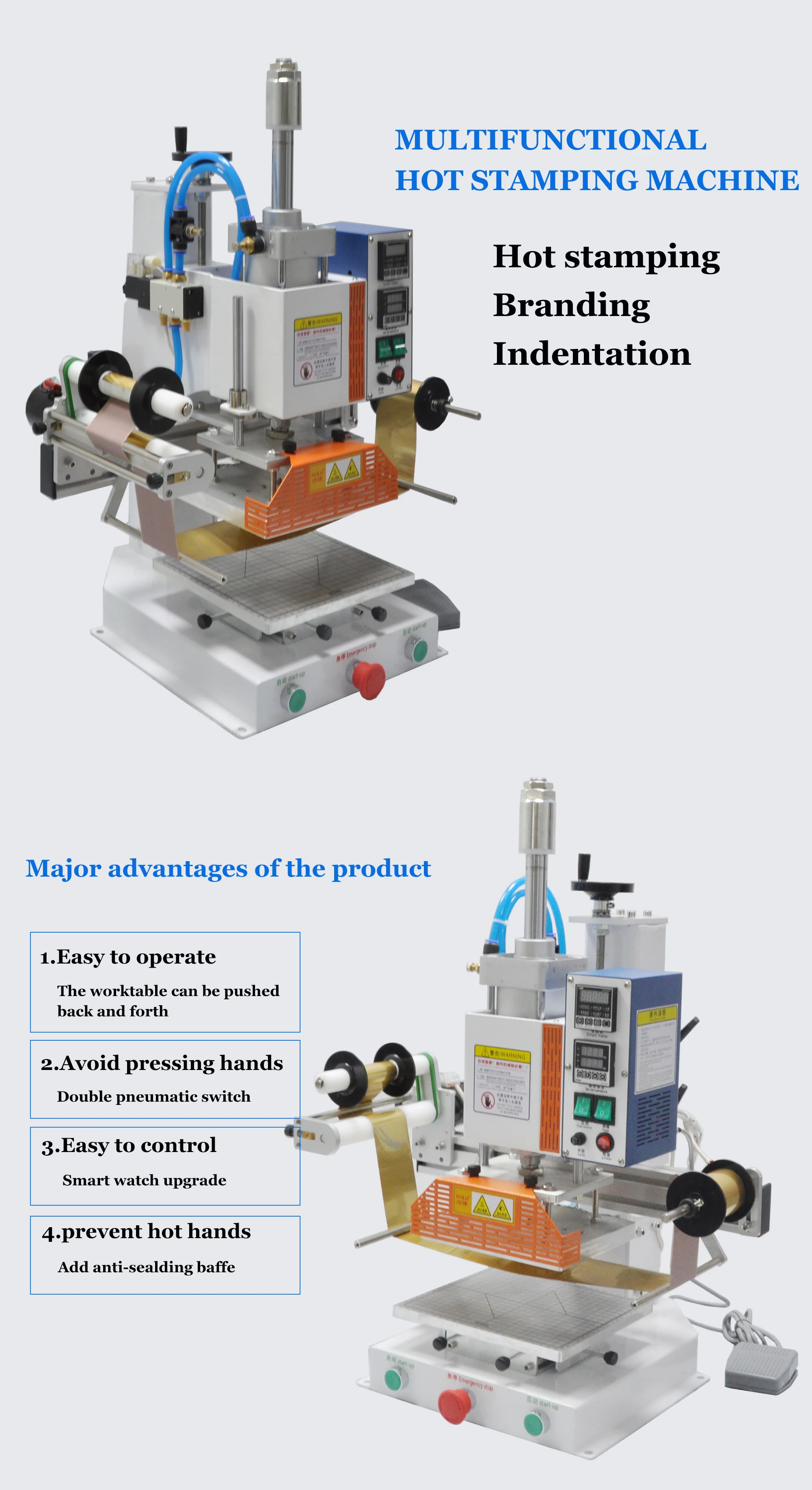 Double Copper Mold Bump Indentation Pneumatic Hot Stamping Machine ...