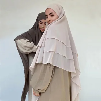 Latest Arab Khimar Three Layer For Muslims Instant Chiffon Hijab With ...