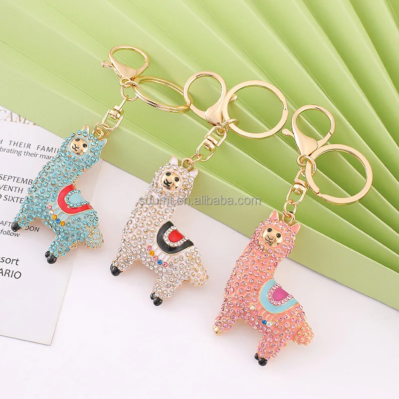 Hot Sale Diamond-encrusted Alpaca Creative Metal Key Chains Cute Bag ...