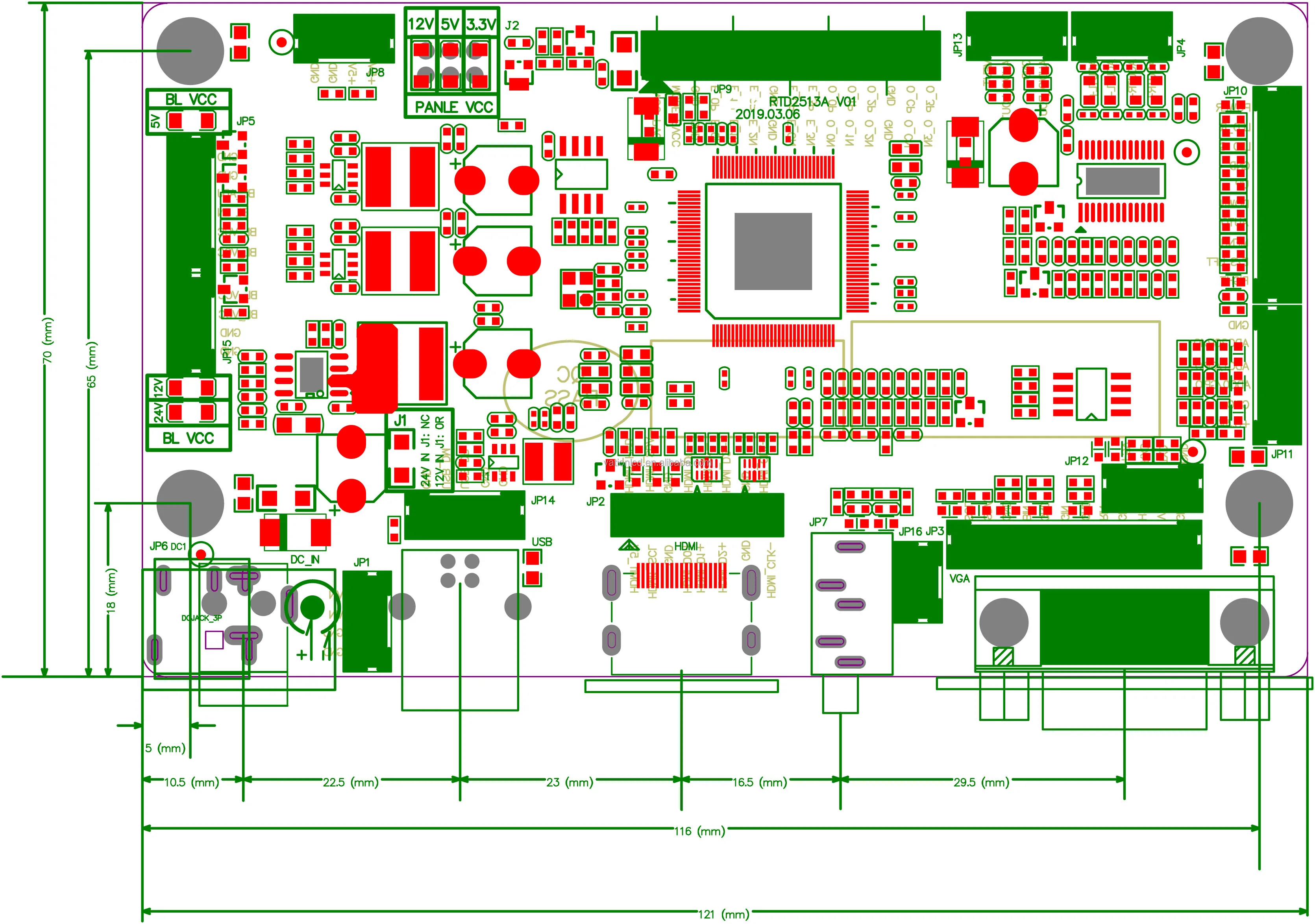 RTD2513A 1920x1200(max) 1920x1080 HDM-LVDS Controller Board