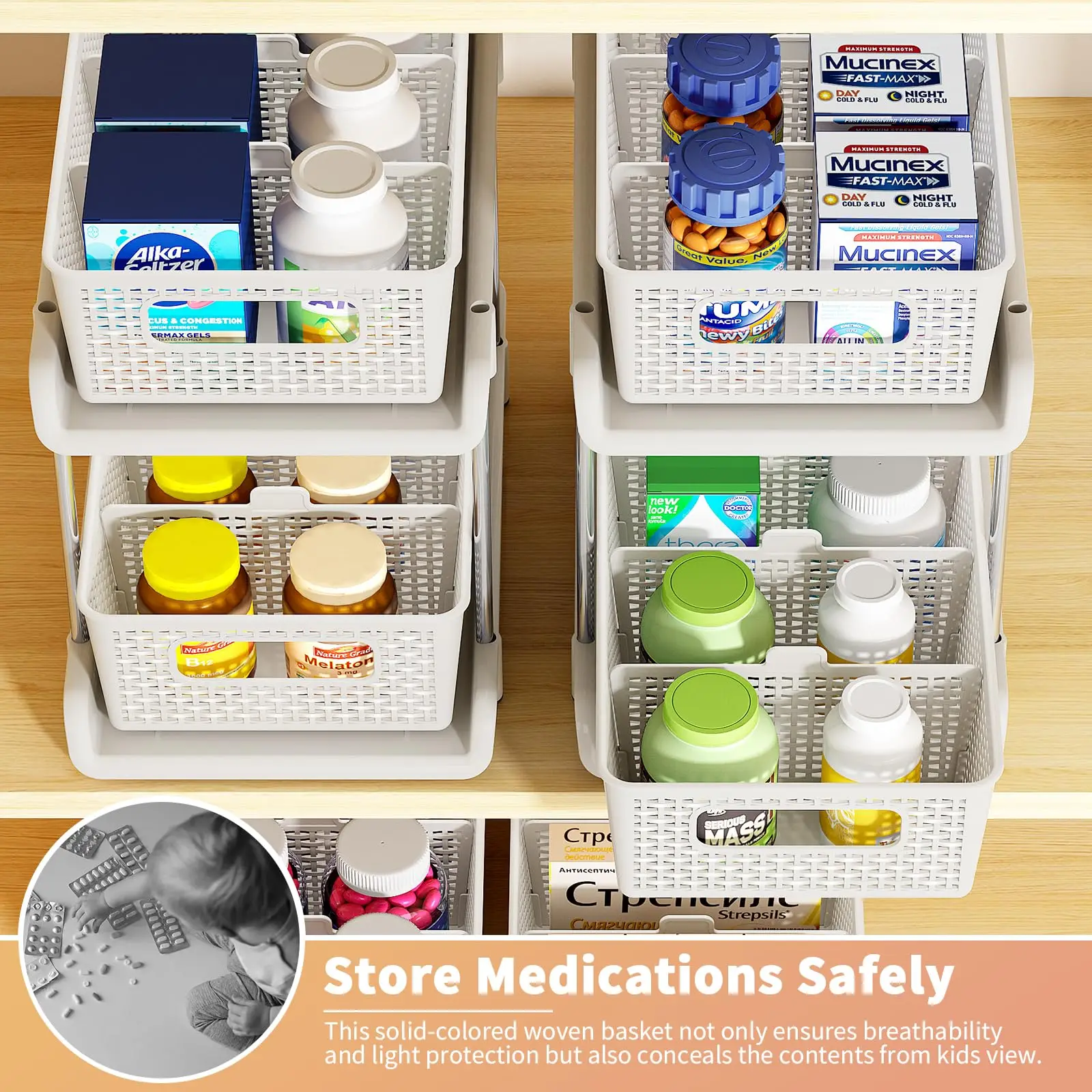 Bathroom Organizer with Dividers - Stackable & Sustainable