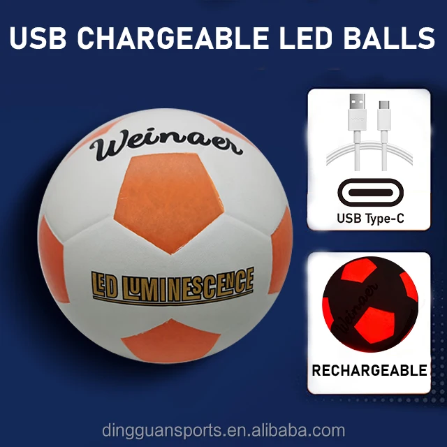 Size 5 Luminous Light Up Glow In The Dark Led Glowing Soccer Ball Usb ...